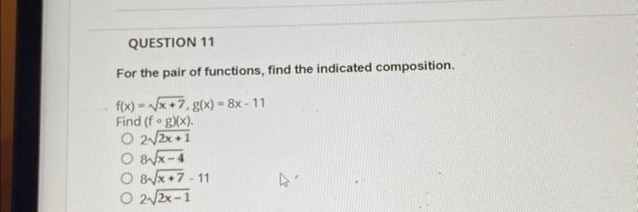 Solved For the pair of functions, find the indicated | Chegg.com
