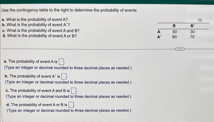 Solved Use the contingency table to the right to determine | Chegg.com
