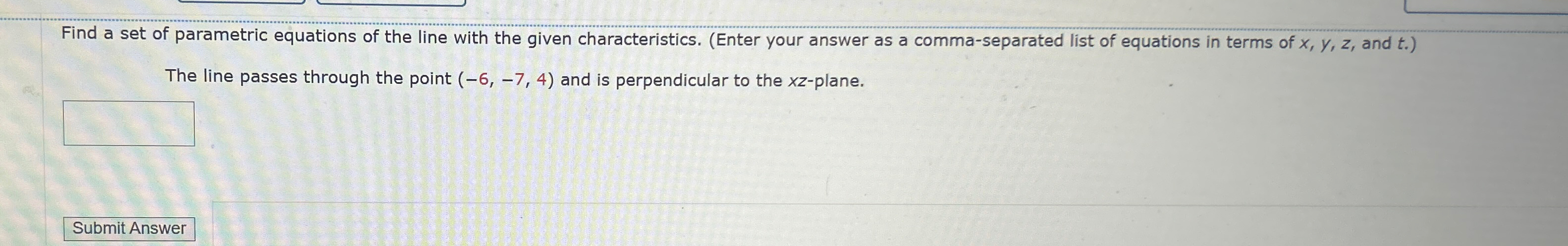 Solved Find a set of parametric equations of the line with | Chegg.com