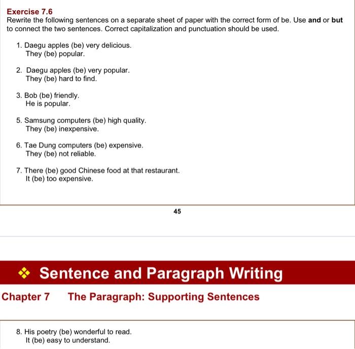 Exercise 7.6 Rewrite the following sentences on a | Chegg.com