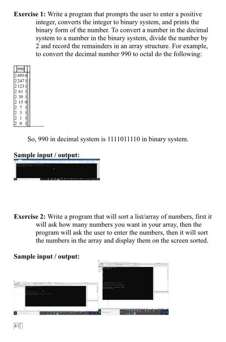 Solved Exercise 1: Write a program that prompts the user to | Chegg.com