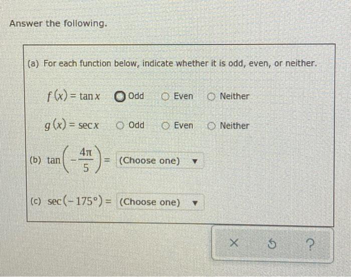 Solved Answer the following. (a) For each function below, | Chegg.com