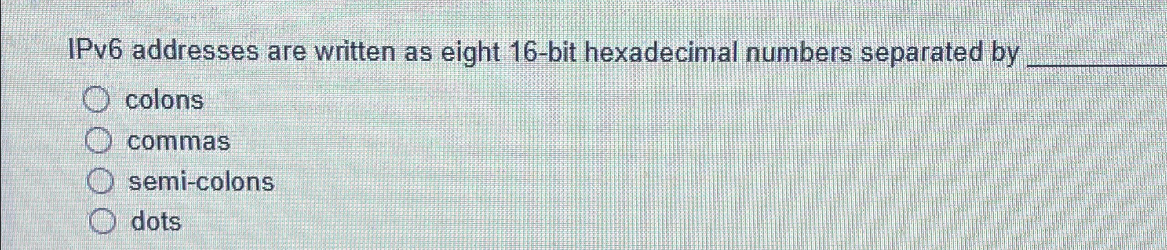 Solved IPv6 ﻿addresses are written as eight 16 -bit | Chegg.com