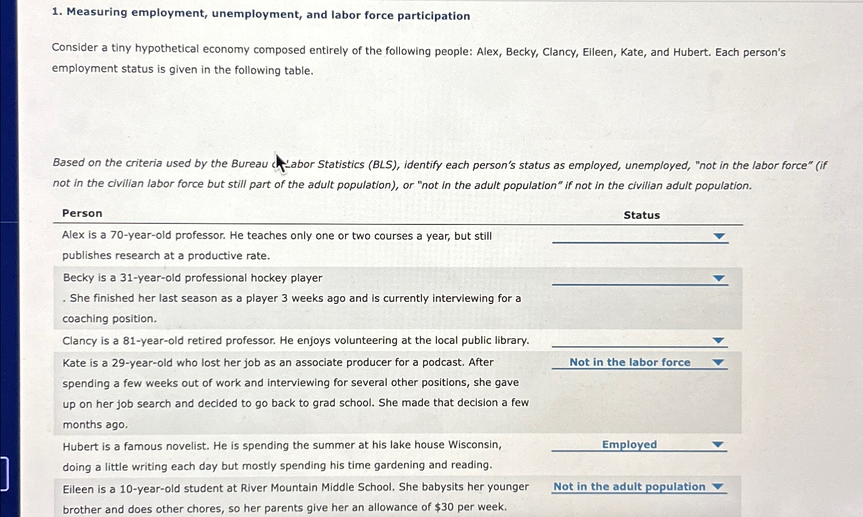 Solved Measuring employment, unemployment, and labor force | Chegg.com