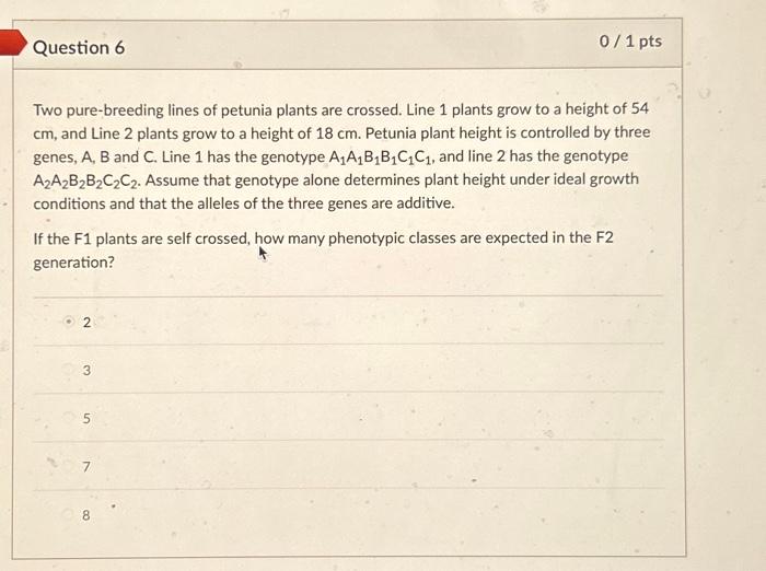 Solved Two pure-breeding lines of petunia plants are | Chegg.com