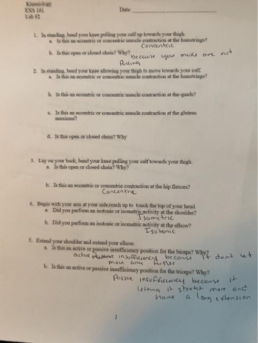 Solved Kiss EXS101 Date: not 1. Instanding, bend your knee | Chegg.com