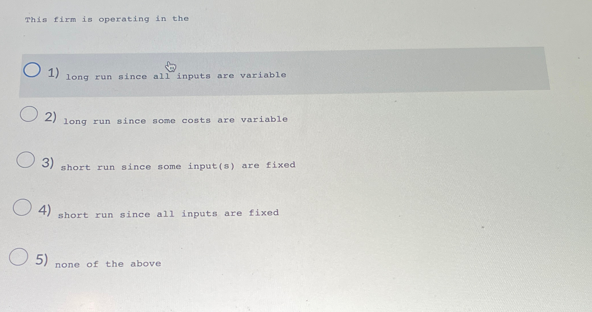 Solved This firm is operating in thelong run since all | Chegg.com