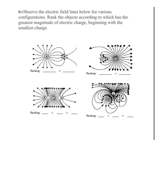 Solved 6-Observe the electric field lines below for various | Chegg.com