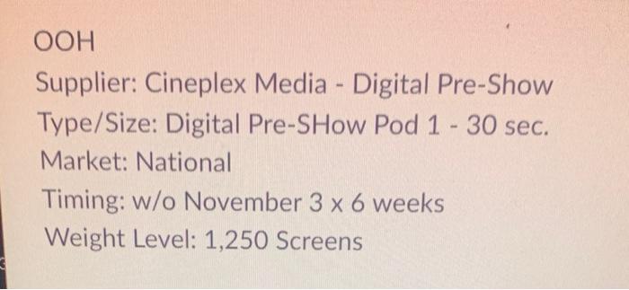 Supplier: Cineplex Media - Digital Pre-Show | Chegg.com