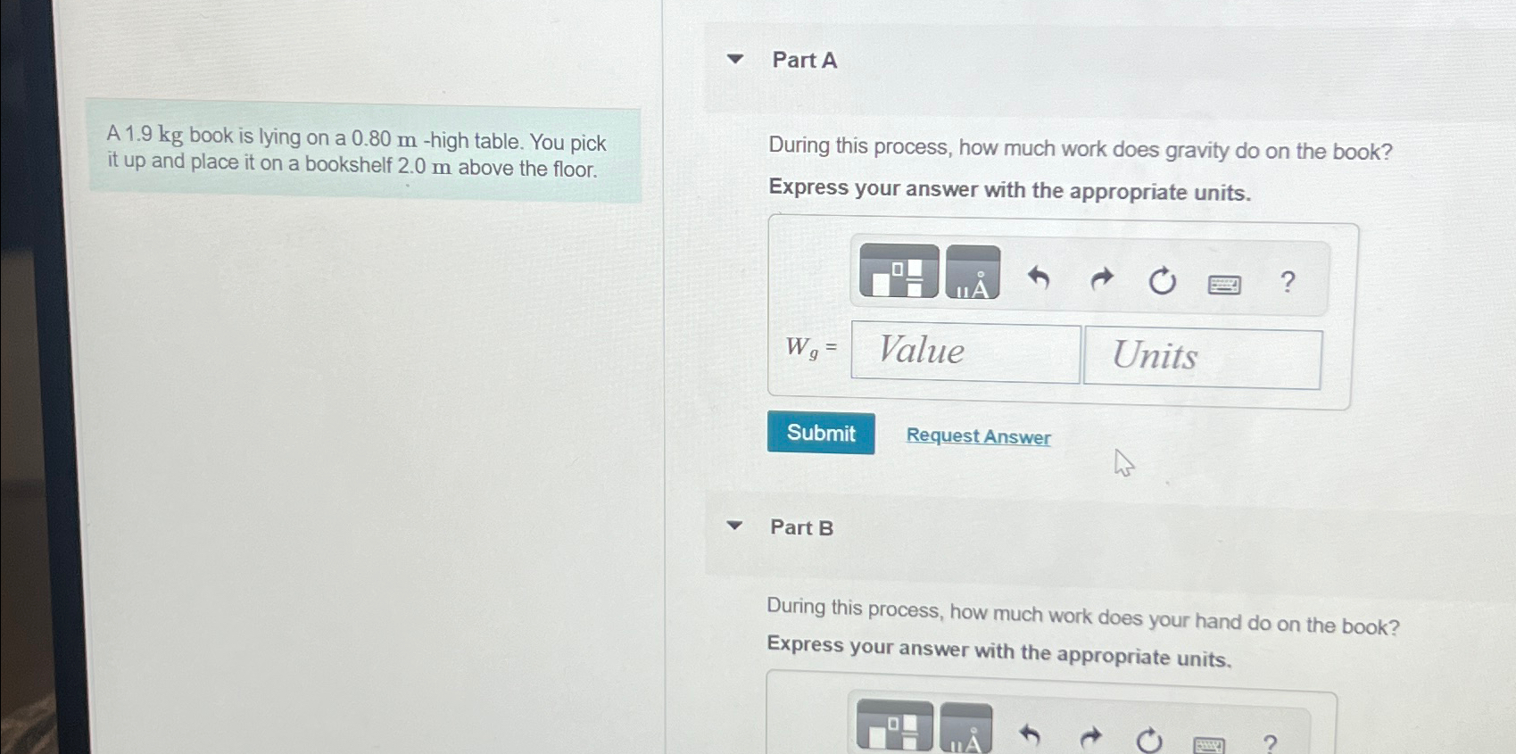 Solved Part AA 1.9kg ﻿book is lying on a 0.80m-high table. | Chegg.com