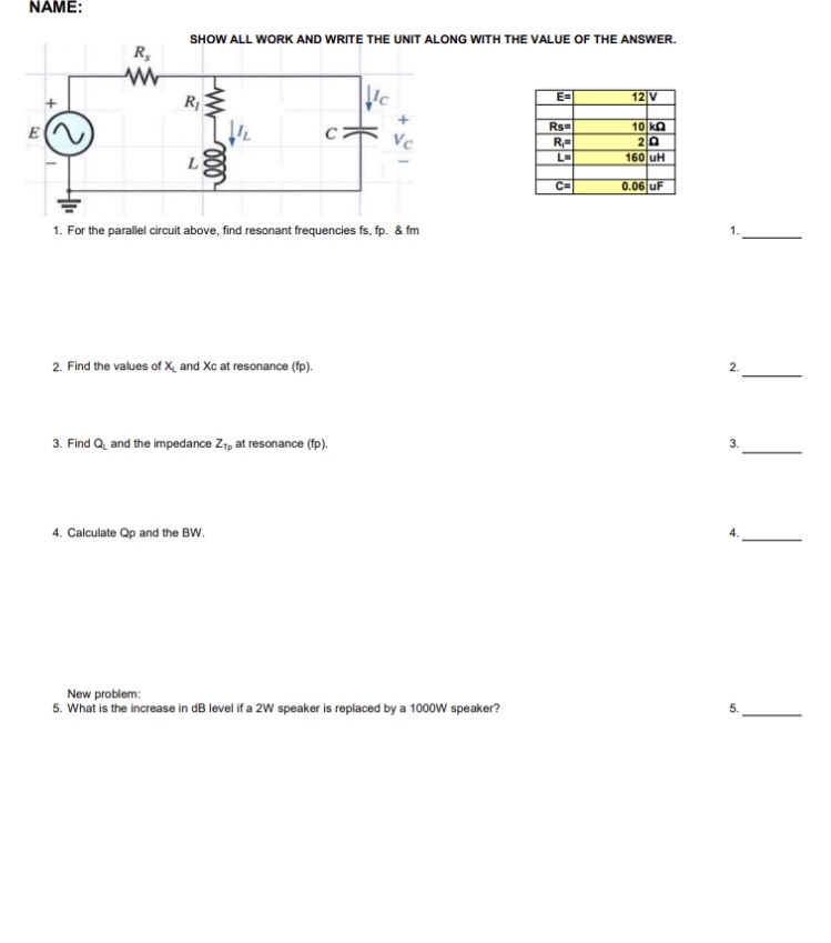 Solved LONG WITH THE VALUE OF THE ANSWER.\table[[E=,12,V | Chegg.com