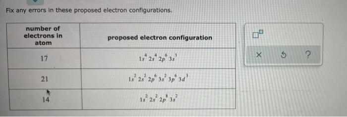 Solved Fix any errors in these proposed electron | Chegg.com