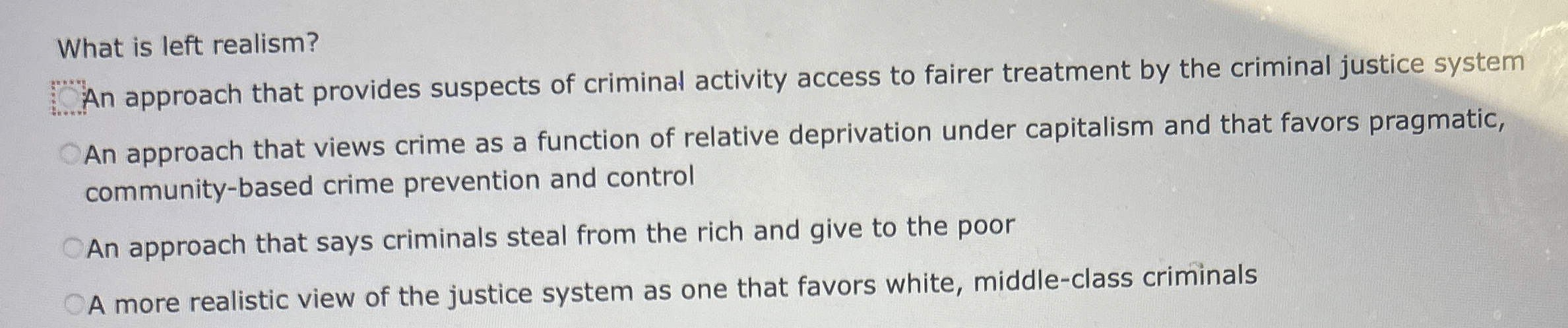 Solved What is left realism?An approach that provides | Chegg.com