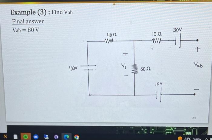Solved Example (3): Find Vab Final answer Vab=80 VExample | Chegg.com