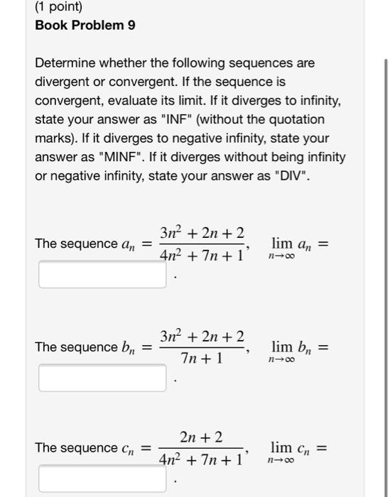 Solved (1 point) Book Problem 9 Determine whether the | Chegg.com