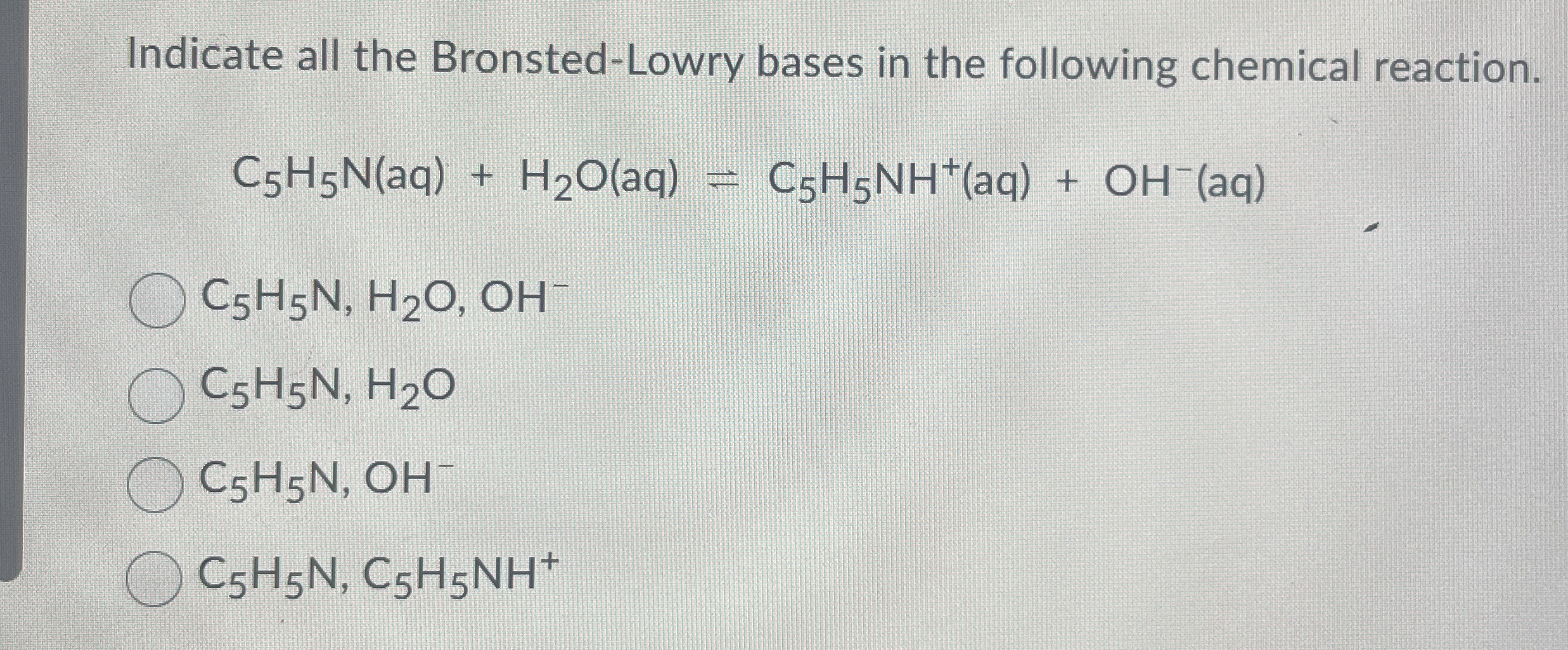 Solved Indicate all the Bronsted-Lowry bases in the | Chegg.com
