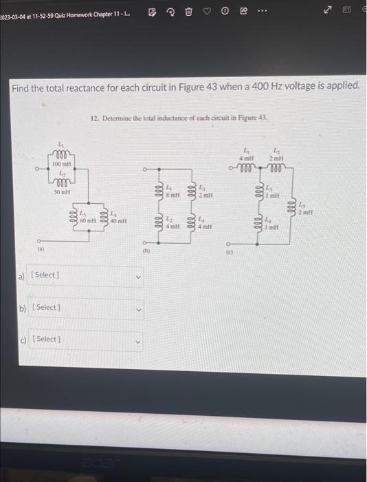 Solved Find the total reactance for each circuit in Figure | Chegg.com