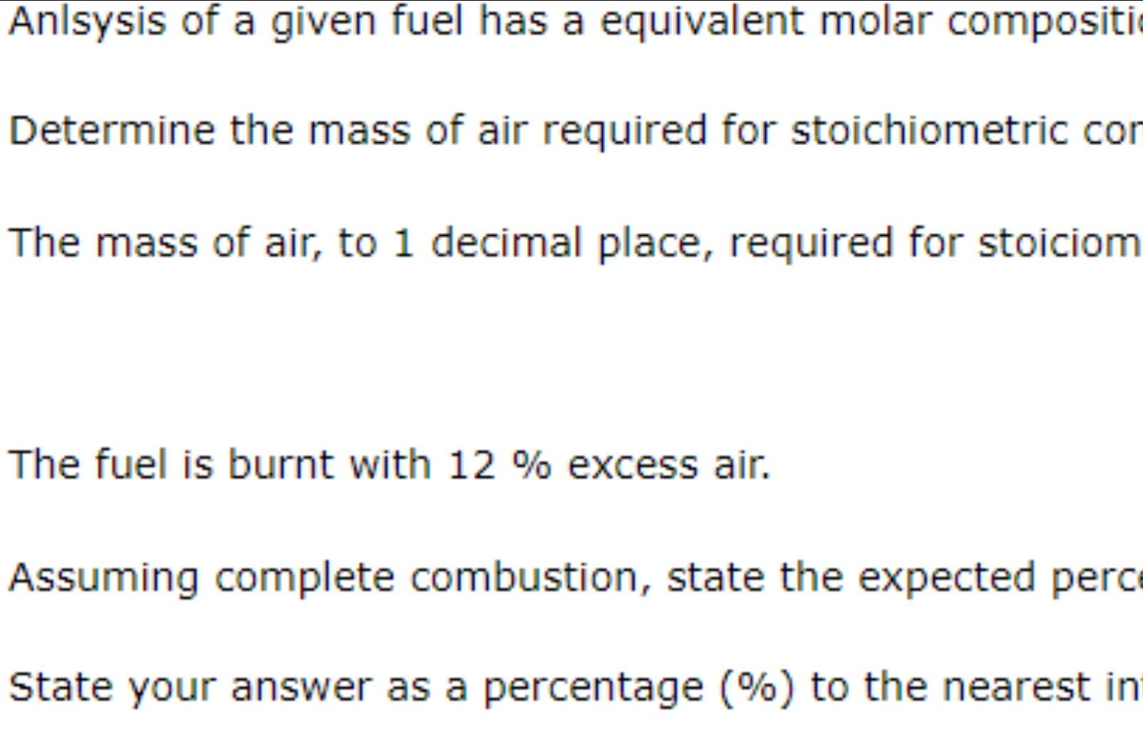 Solved Determine the mass of air required for stoichiometric | Chegg.com