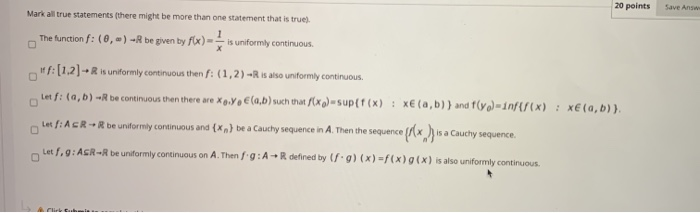 Solved 20 points Save Answ Mark all true statements (there | Chegg.com