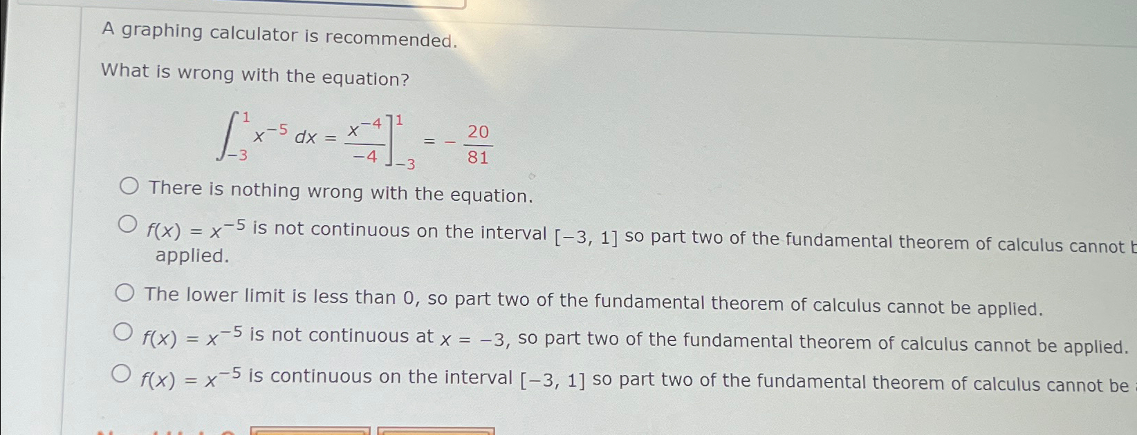 Solved A graphing calculator is recommended.What is wrong | Chegg.com