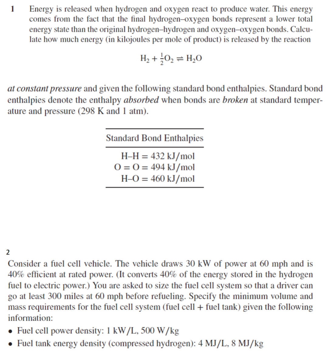 Solved 1 Energy is released when hydrogen and oxygen react | Chegg.com