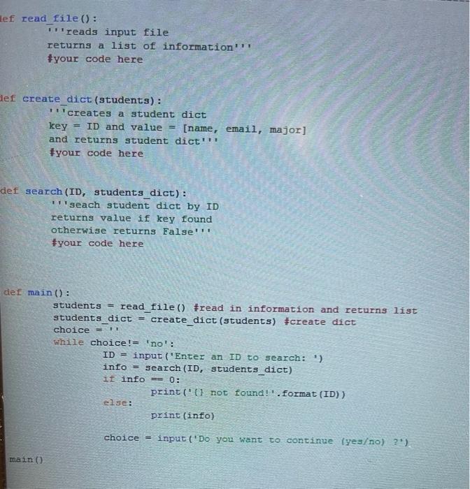 Solved Topics: dictionary, file VO, looping, functions | Chegg.com