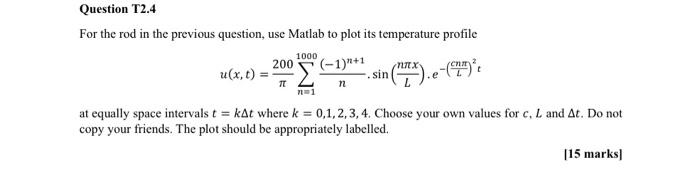 Solved For the rod in the previous question, use Matlab to | Chegg.com
