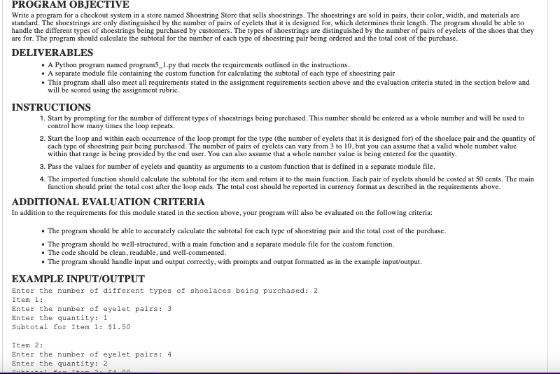 Solved PROGRAM OBJECTIVEWrite a program for a checkout | Chegg.com