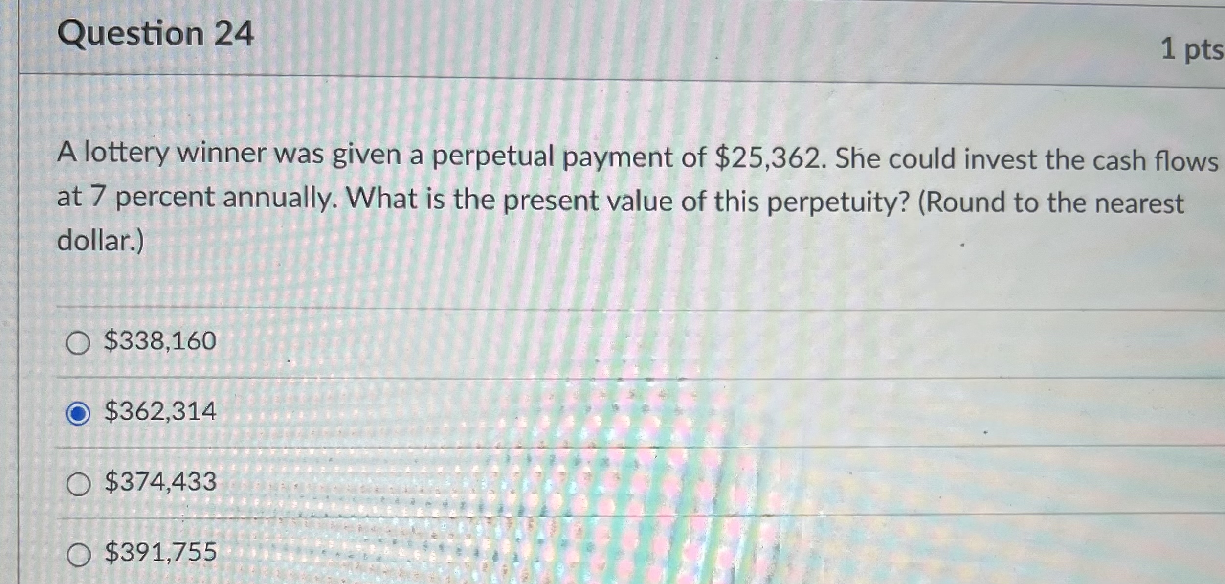 Solved Question 24A lottery winner was given a perpetual | Chegg.com