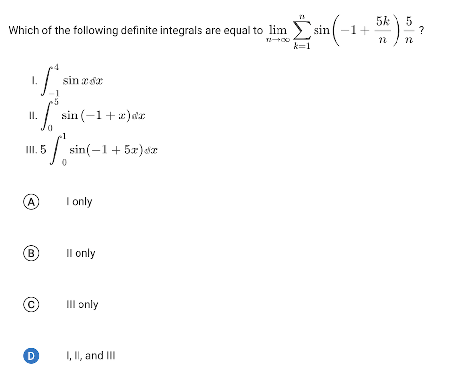 Solved Which of the following definite integrals are equal | Chegg.com