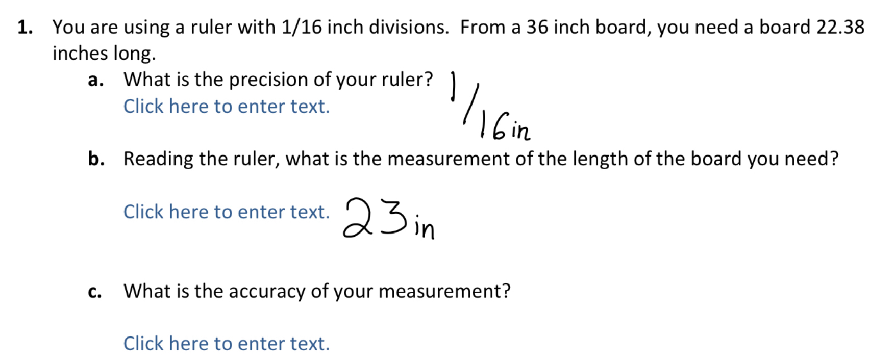 Solved You are using a ruler with 116 ﻿inch divisions. From | Chegg.com