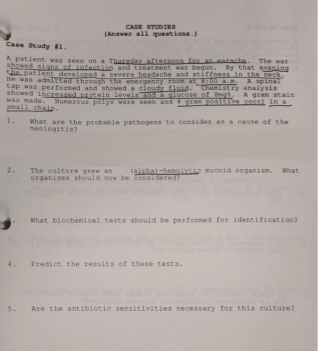 Solved CASE STUDIES (Answer all questions.) Case Study \#1. | Chegg.com