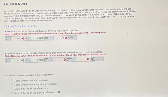 Solved \r\nc-2. Use the preferred model to estimate the | Chegg.com