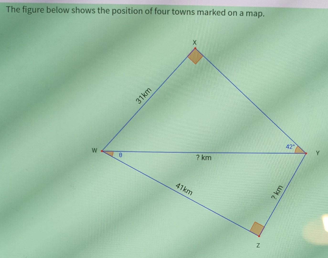 Solved The figure below shows the position of four towns | Chegg.com