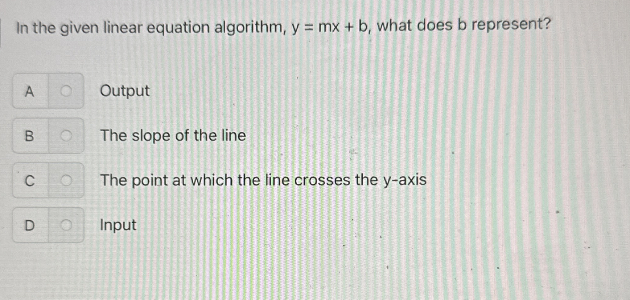 In the given linear equation algorithm, y=mx+b, ﻿what | Chegg.com