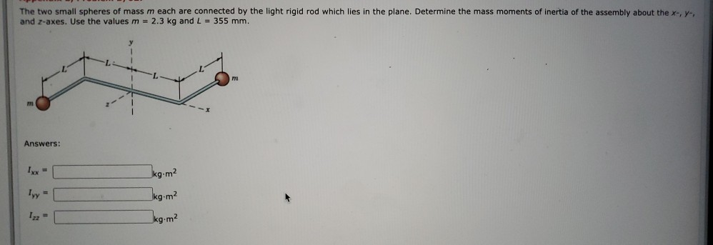 Solved The two small spheres of mass m each are connected by | Chegg.com