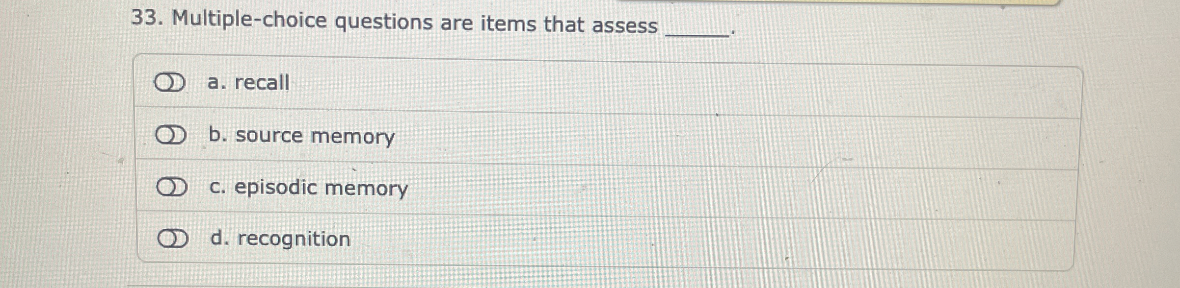 Solved Multiple-choice questions are items that assessa. | Chegg.com