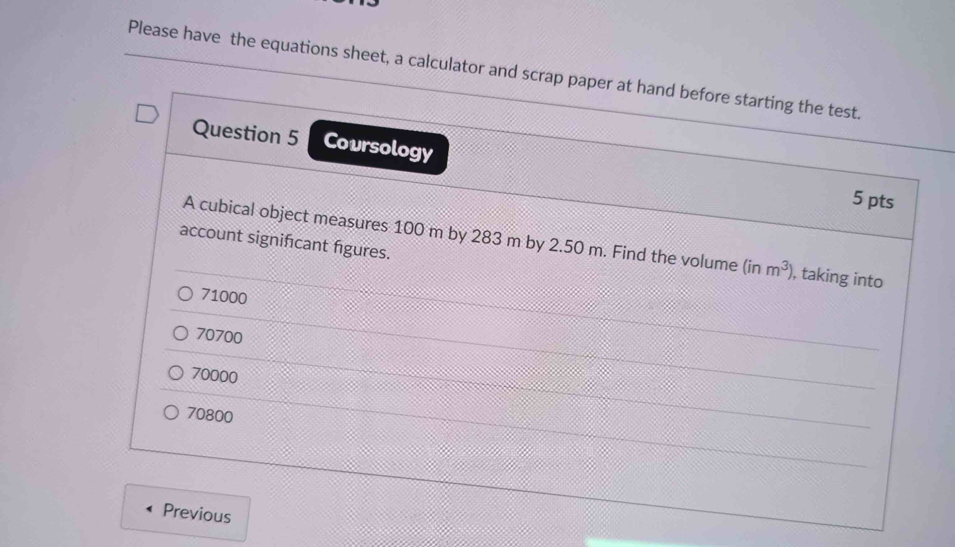 Solved Question 5 (h) 5 ﻿ptsA cubical object measures 100 ﻿m | Chegg.com