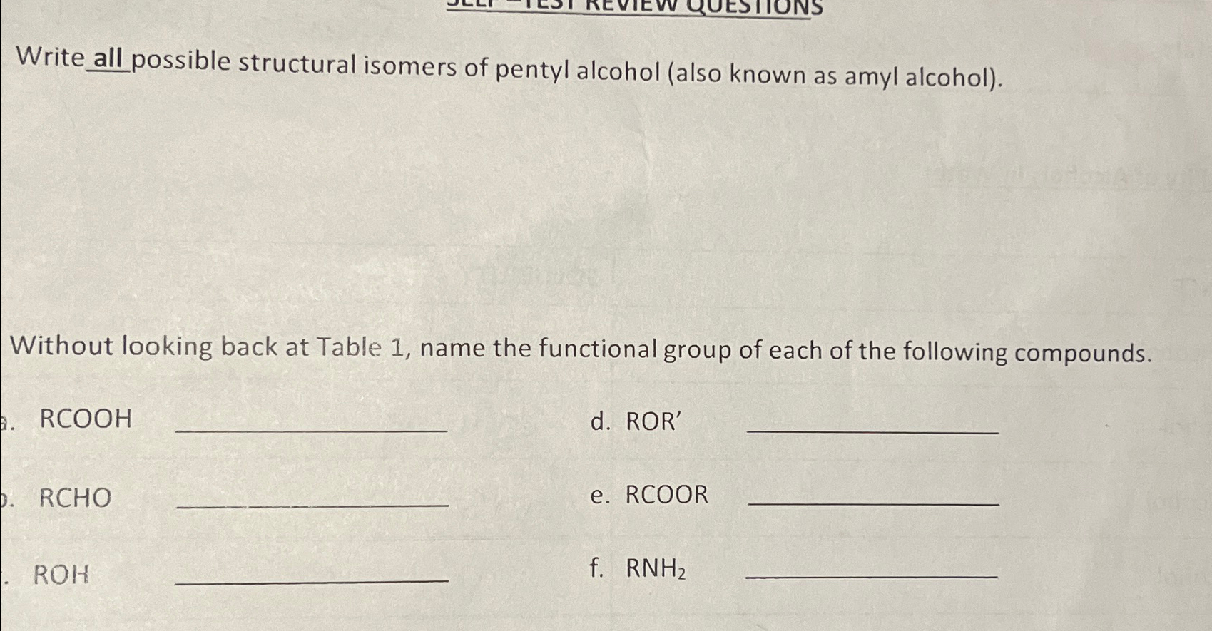Solved Write all possible structural isomers of pentyl | Chegg.com