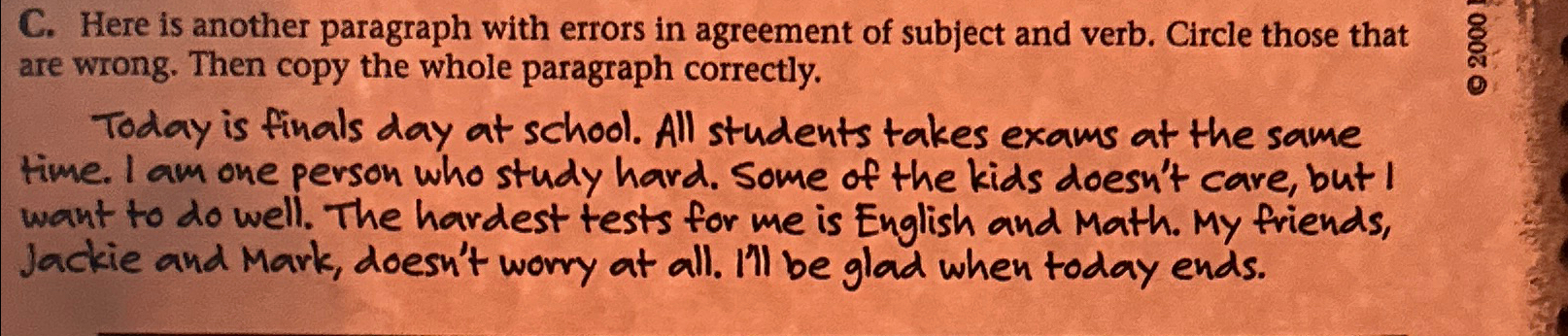 Solved C. ﻿Here is another paragraph with errors in | Chegg.com