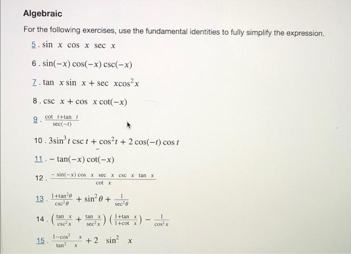 Solved Algebraic For the following exercises, use the | Chegg.com