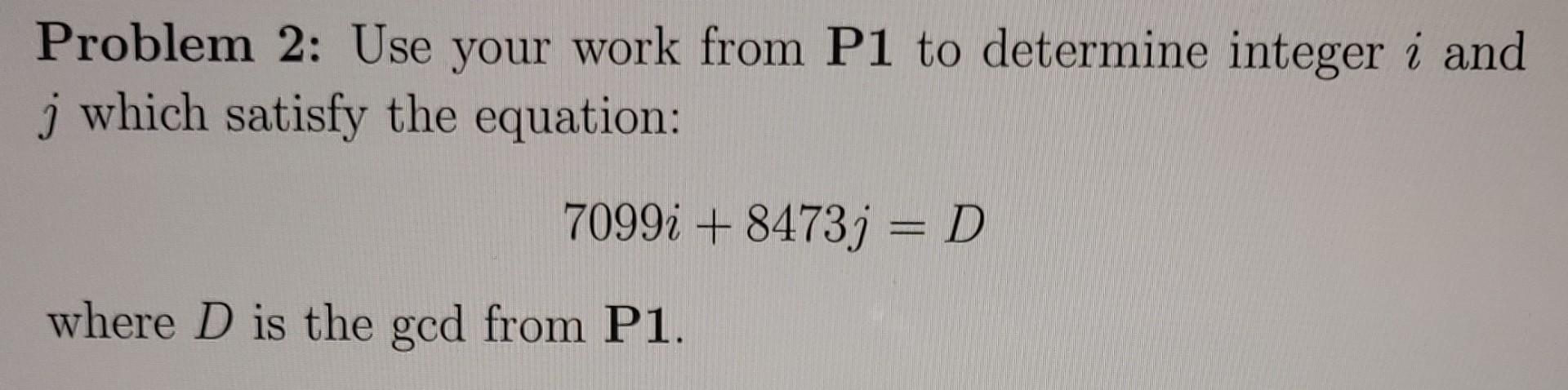 Solved Problem 2: Use your work from P1 to determine integer | Chegg.com