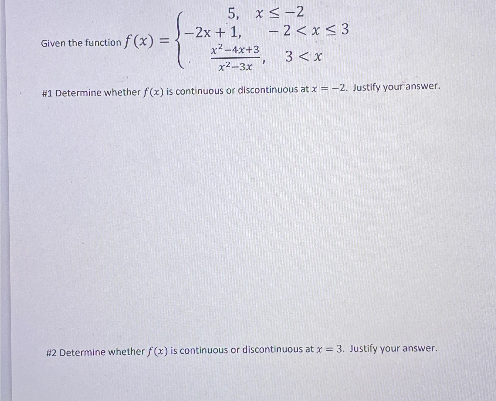 Solved Given the function f(x)x=-2f(x)x=3 | Chegg.com