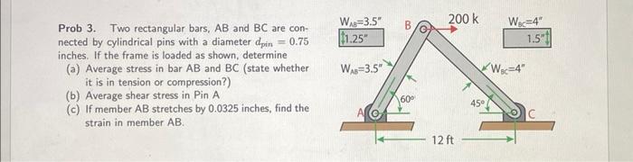 Solved Prob 3. Two rectangular bars, AB and BC are connected | Chegg.com