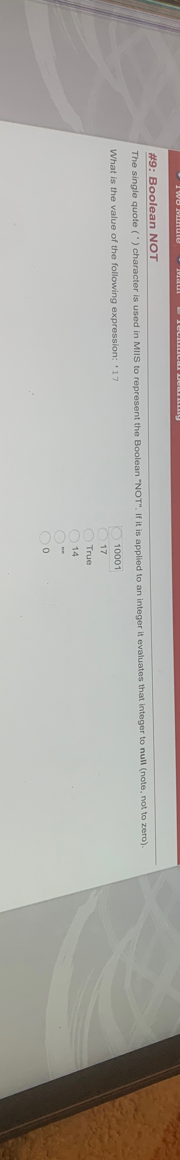 #9: Boolean NOTThe single quote ( ') ﻿character is | Chegg.com