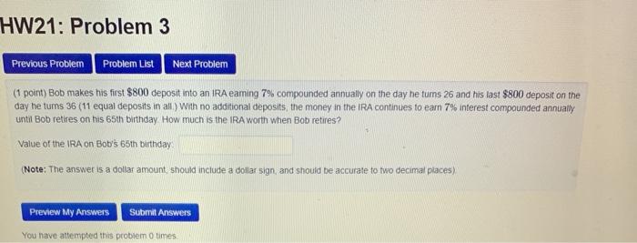 Solved HW21: Problem 3 Previous Problem Problem List Next | Chegg.com