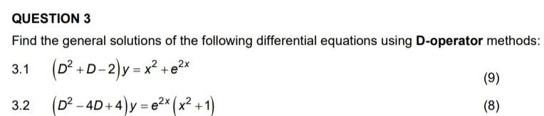 Solved Find the general solutions of the following | Chegg.com