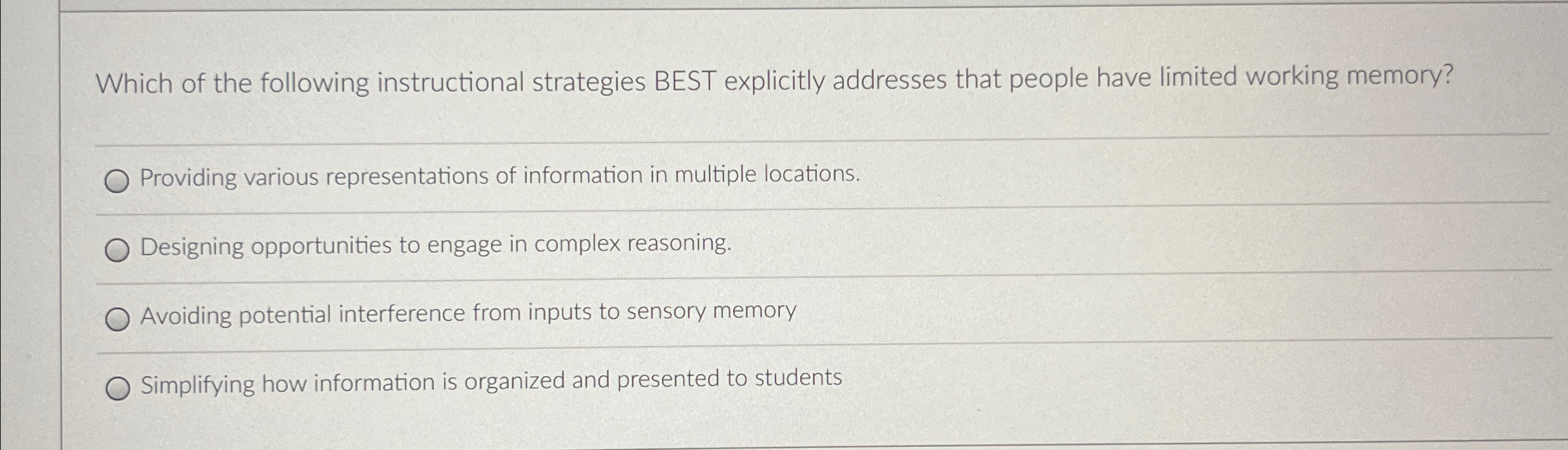 Solved Which of the following instructional strategies BEST | Chegg.com