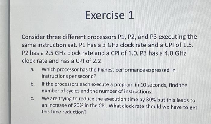 Solved Consider three different processors P1,P2, and P3 | Chegg.com