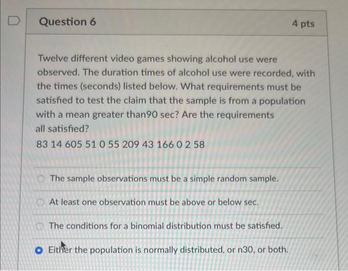 Solved Twelve different video games showing alcohol use were | Chegg.com